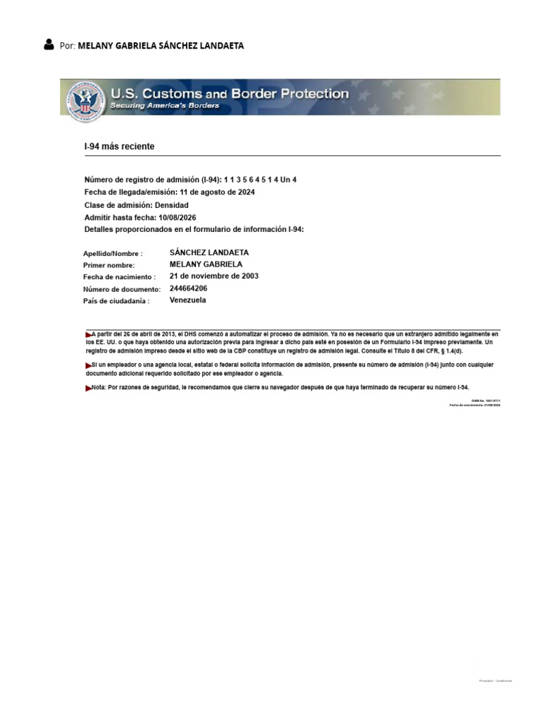 I94 - Sitio web oficial (1) | PDF