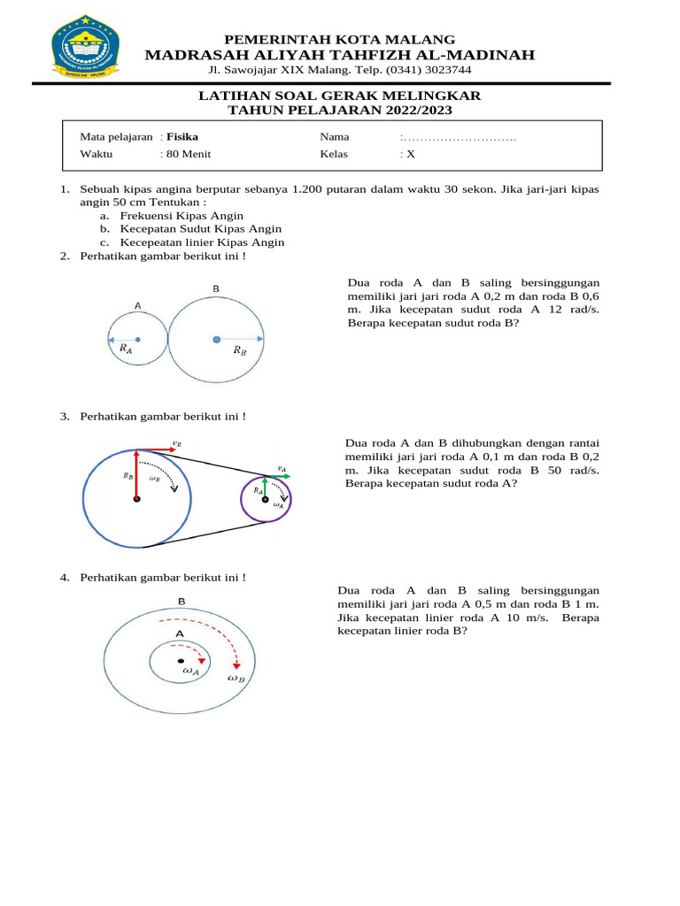 Latihan Soal Gerak Melingkar Kelas X | PDF