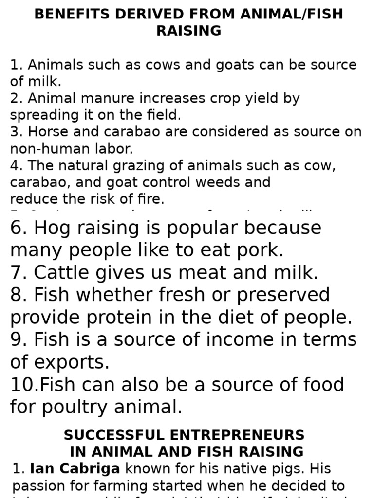 Benefits of Animal and Fish Raising | PDF