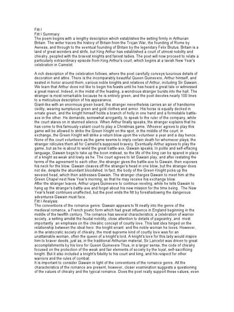 Sir Gawain and The Green Knight Analysis | PDF | Green Knight ...