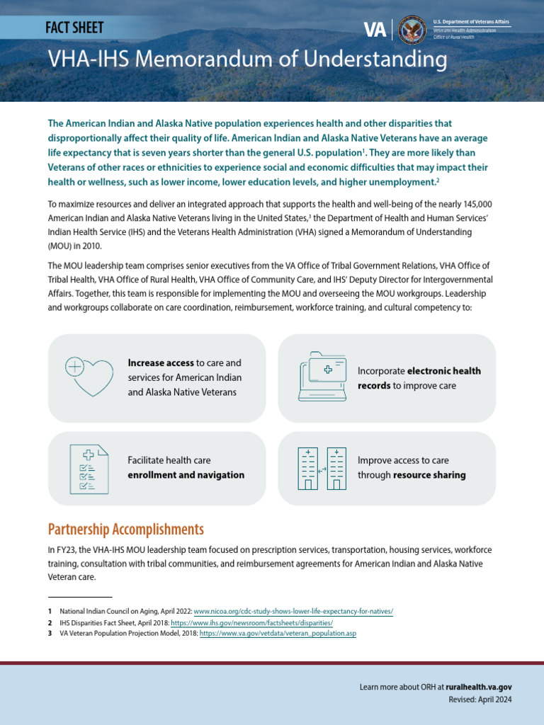 Memorandum of Understanding Fact Sheet 508c | PDF | Veterans Health ...