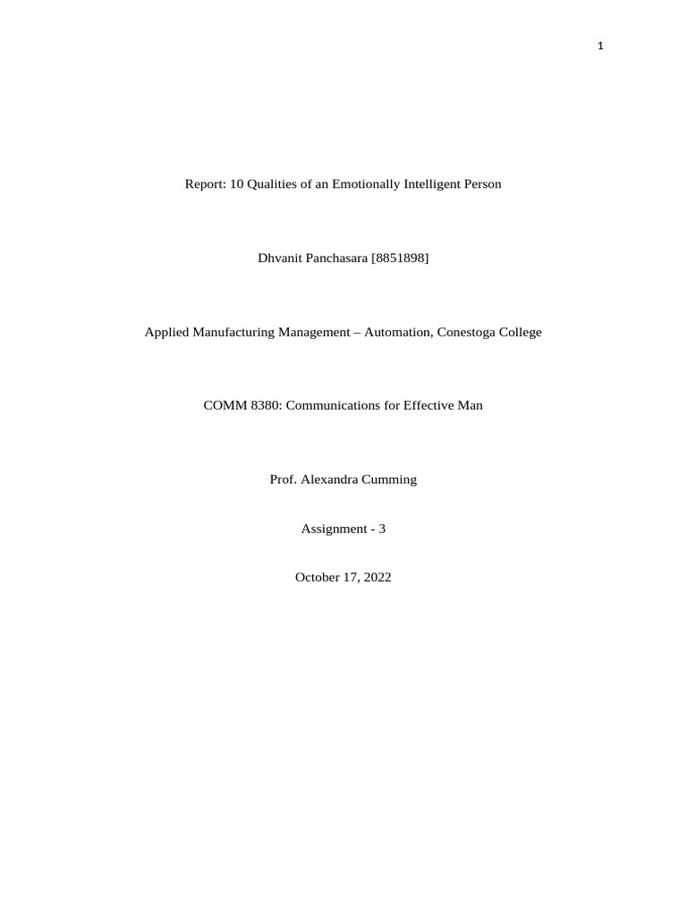 Assignment-3_Dhvanit_8851898 | PDF | Emotional Intelligence | Intelligence