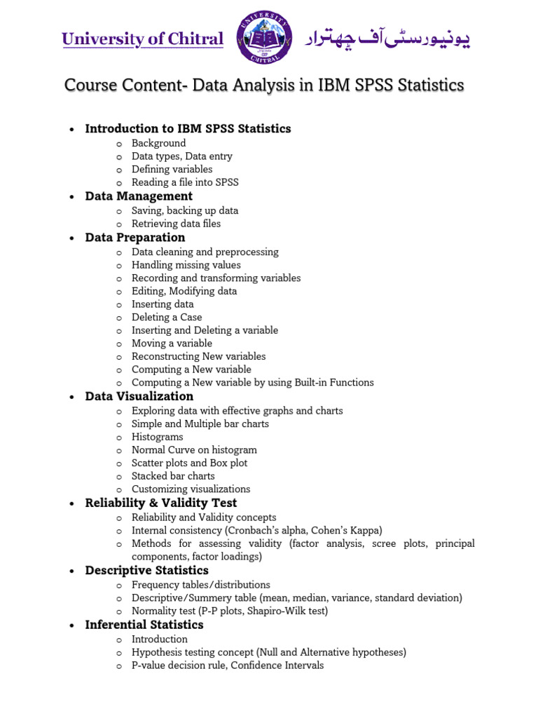 SPSS Data Analysis Course Overview | PDF | Statistics | Statistical ...