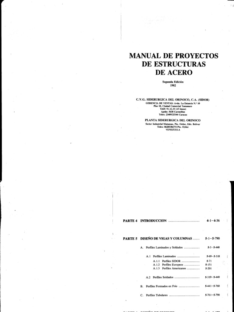 Manual de Proyectos de Estructuras de Acero (Sidor) | PDF