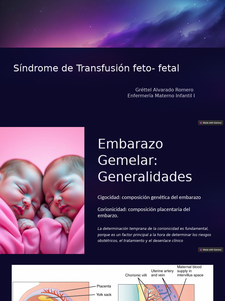 Presentación Síndrome Transfusión Feto Feto | PDF | El embarazo | Feto