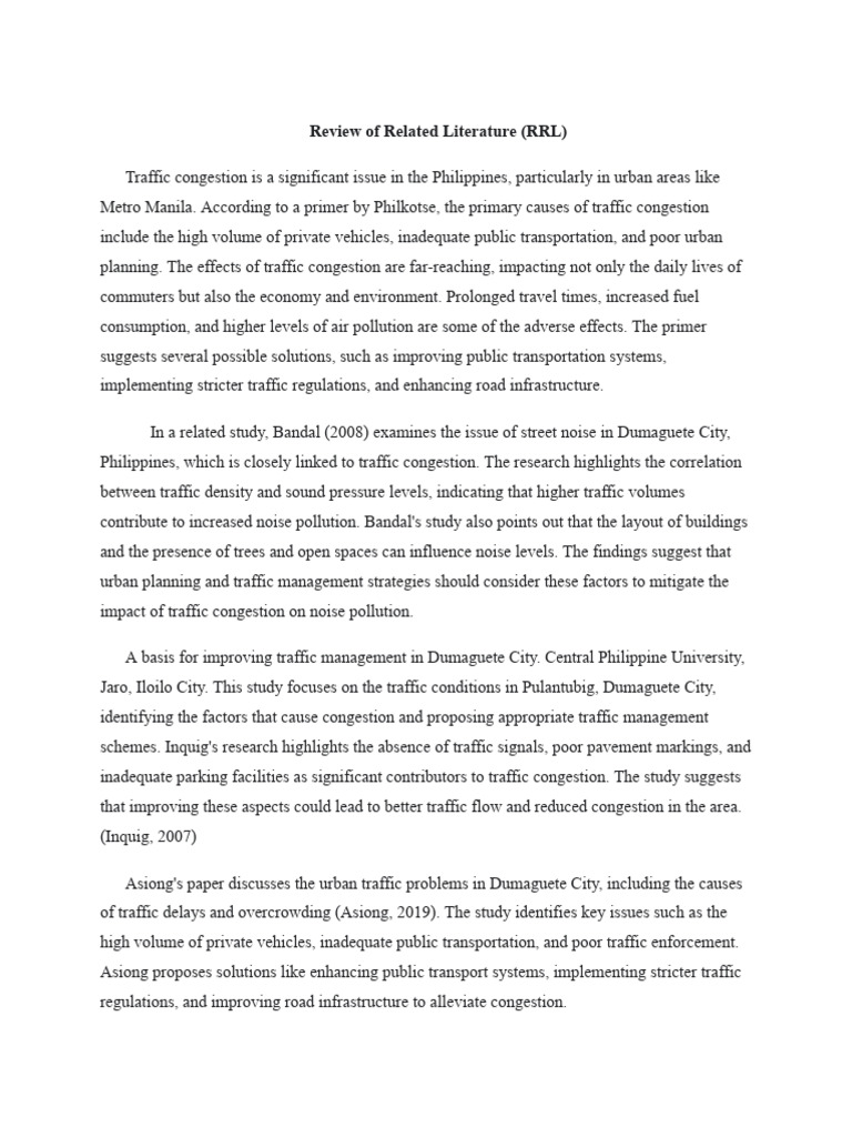 TEAM 2_ Review of Related Literature (RRL) | PDF | Traffic Congestion ...