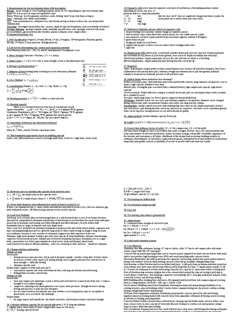 Final Cheat Sheet | PDF | Deep Foundation | Structural Engineering
