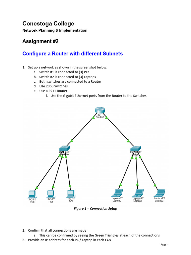 Assignment 2 - Configure a Router with different Subnets | PDF
