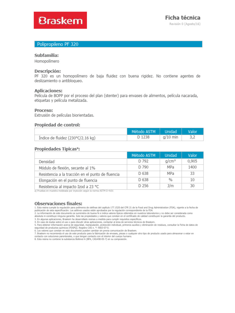 PF 320 - Rev0 - Esp | PDF | Materiales