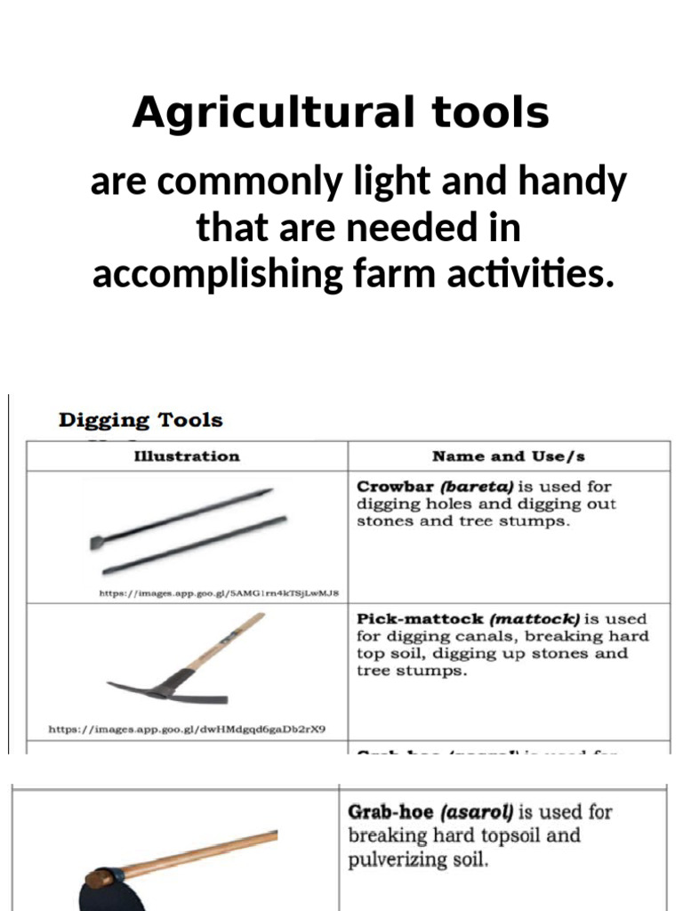 Essential Agricultural Tools and Equipment | PDF
