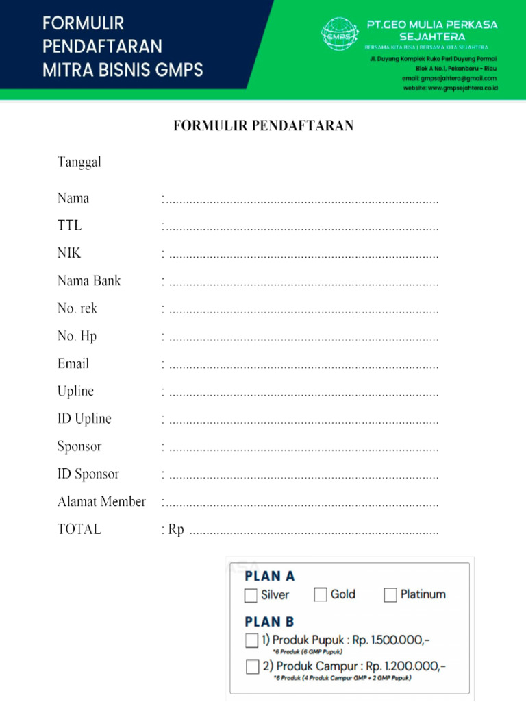 Formulir Pendaftaran Hani | PDF