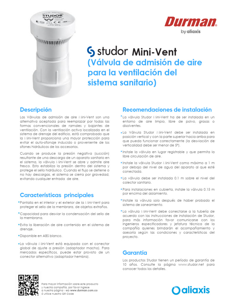 A.3.1. Ficha Comercial Studor - Minivent | PDF | Ventilación (Arquitectura) | Ingeniería Química