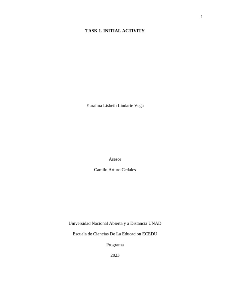 Task 1. Yuraima Lisbeth Lindarte Vega | PDF