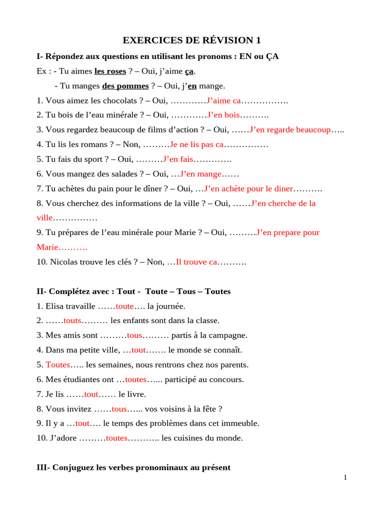 Exercices de révision en français | PDF