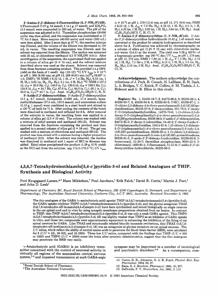 1983 Related Analogues of THIP Larsen Et Al | PDF | Acid Dissociation Constant | Acid