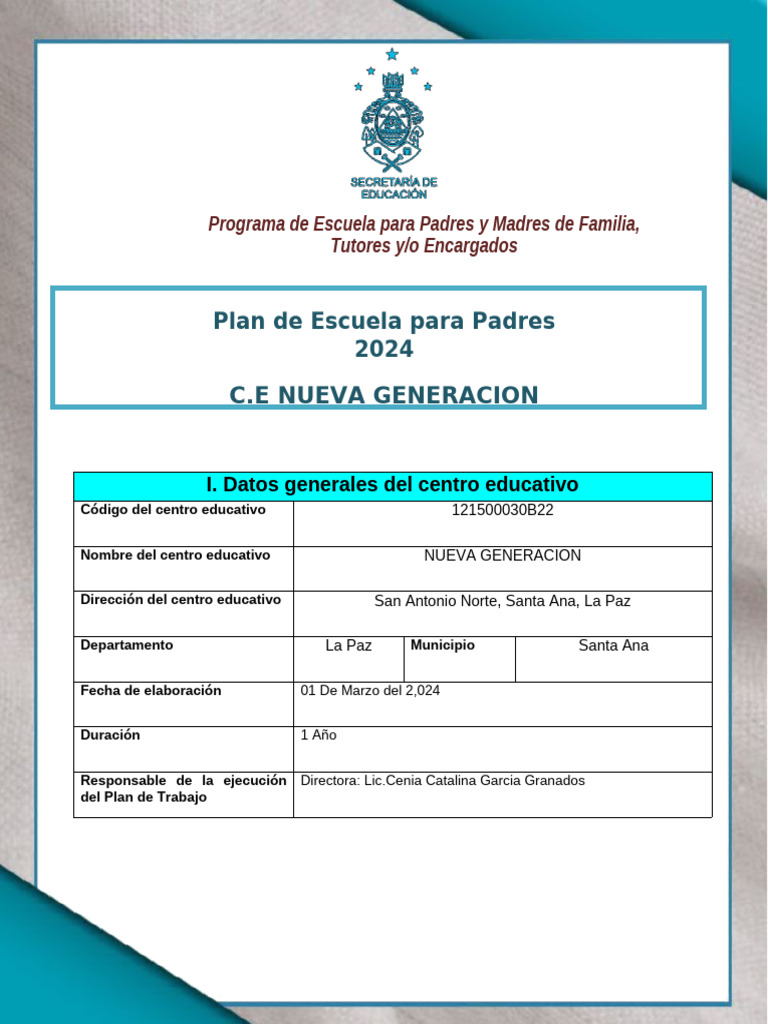 Plan de Escuela para Padres | PDF | Familia | Plan de estudios