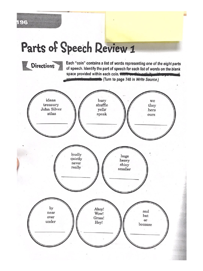 Kaydance Lovell - Parts of Speech Review 1 | PDF