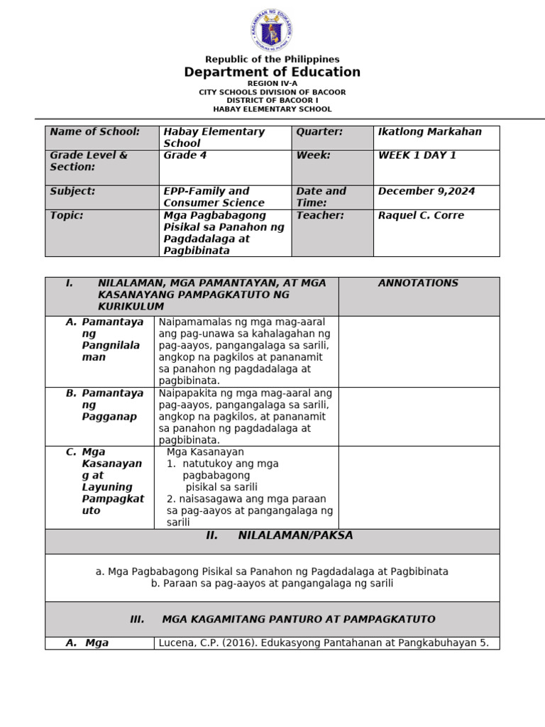Cot Epp4 Q3 W1 Day1 | PDF