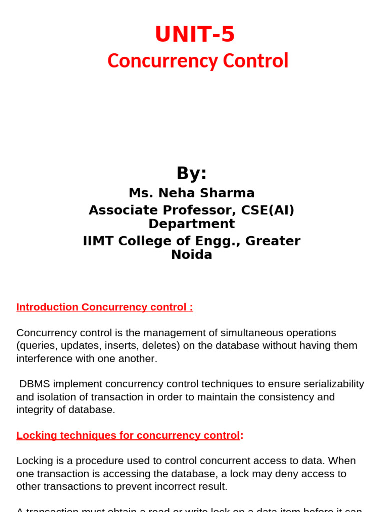 DBMS 6 (5th Unit) - Updated | PDF | Data | Computer Data