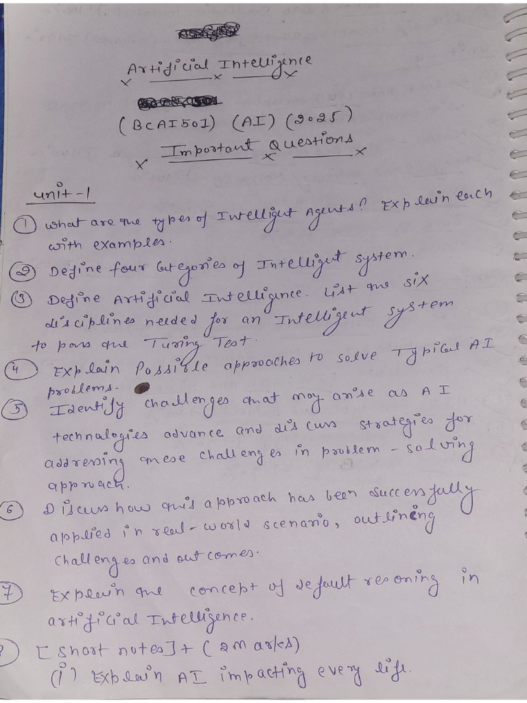 Artificial Intelligence Important Questions Aktu | PDF