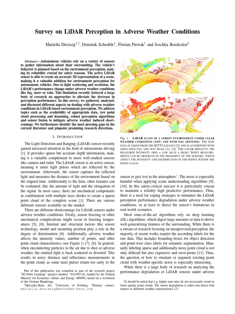 LiDAR in Adverse Weather: Survey | PDF | Lidar | Scattering