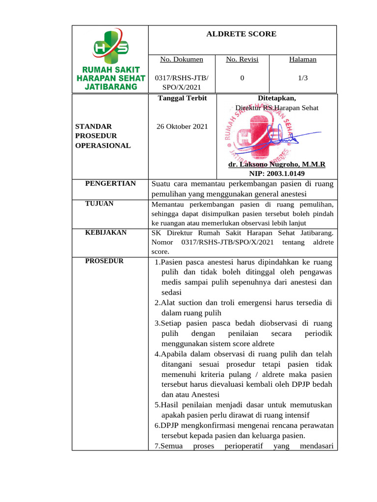 15. SPO ALDRETE SCORE | PDF