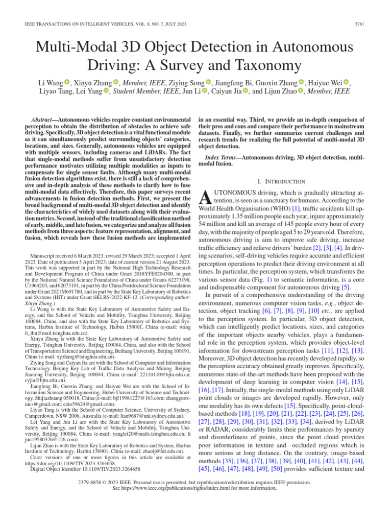 Multi Modal 3d Object Detection In Autonomous Driving A Survey And