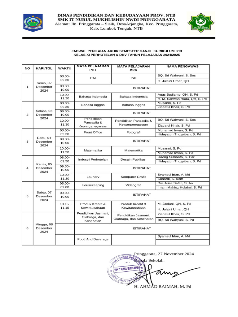 Jadwal Kelas XI | PDF
