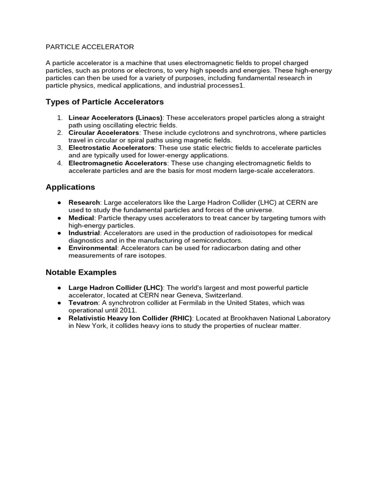 Particle Accelerator | PDF
