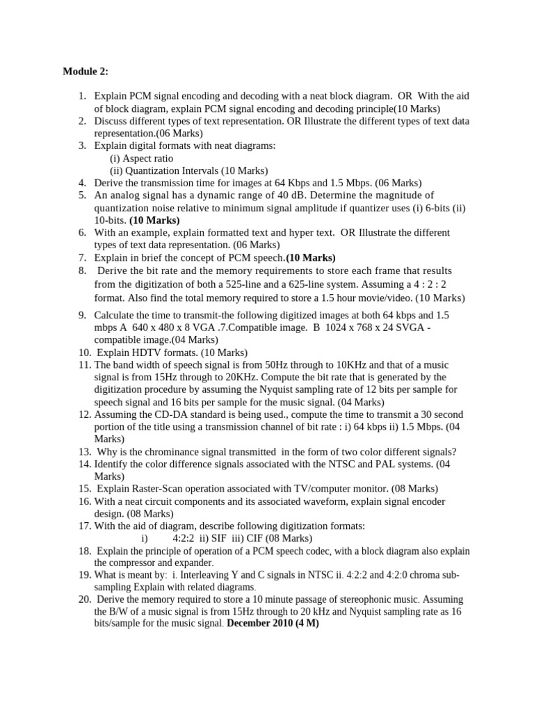 Module 2 - MMC Assignment | PDF | Sampling (Signal Processing) | Display Technology