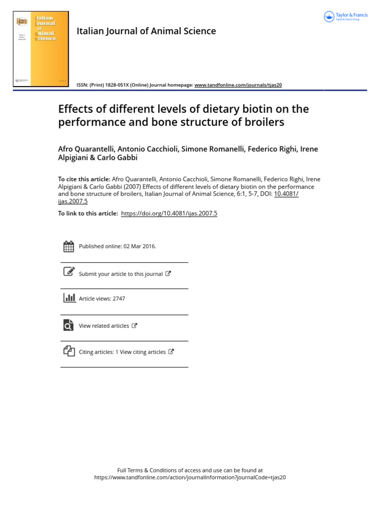 Effects of different levels of dietary biotin on the performance and ...