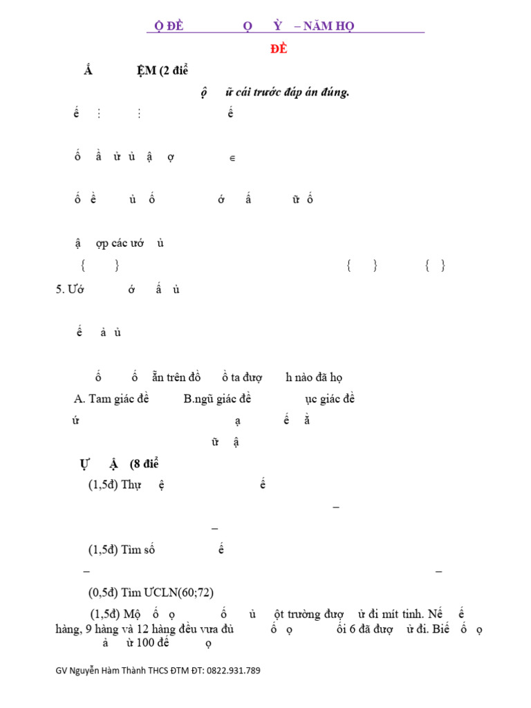 BỘ ĐỀ ÔN THI HK1 | PDF