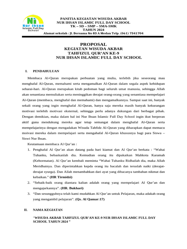 Proposal Wisuda Tahfizh 2025 | PDF