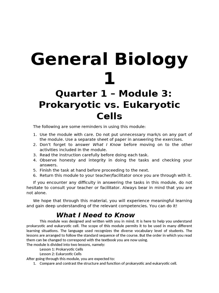 3. Prokaryotic vs. Eukaryotic Cells | PDF | Cell (Biology) | Prokaryote