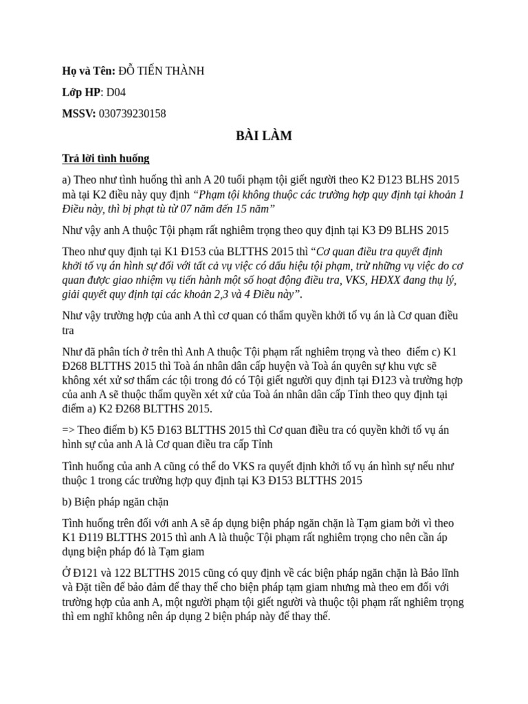 Bài Làm TTHS | PDF