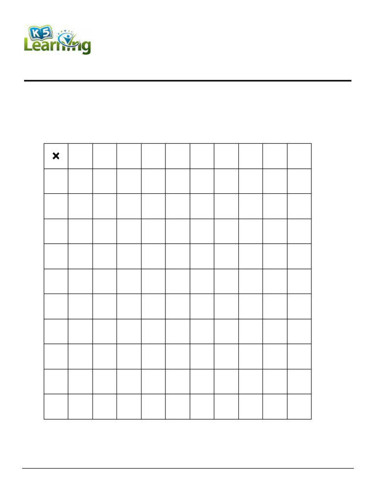 Grade 3 Multiplication Table A | PDF