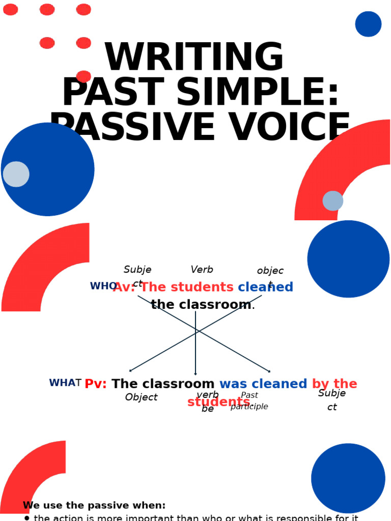 INGLES ( EXPLICACION DE LA VOZ PASIVA CON EL PASADO SIMPLE | PDF