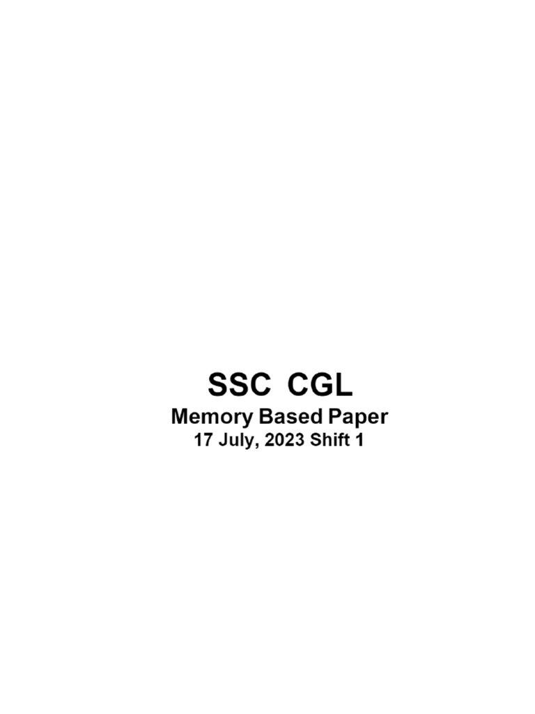 SSC CGL - Tier I - Previous Year Paper Memory Based With Answer Key ...
