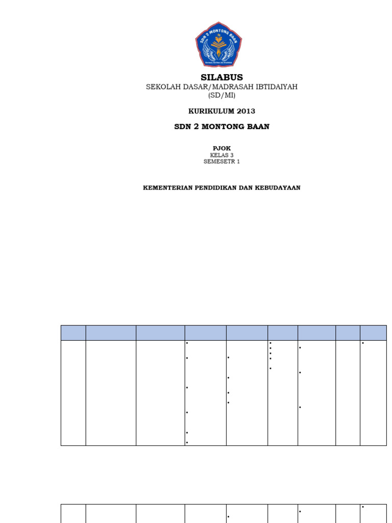 Silabus PJOK Semester 1 TP.2023-2024 | PDF
