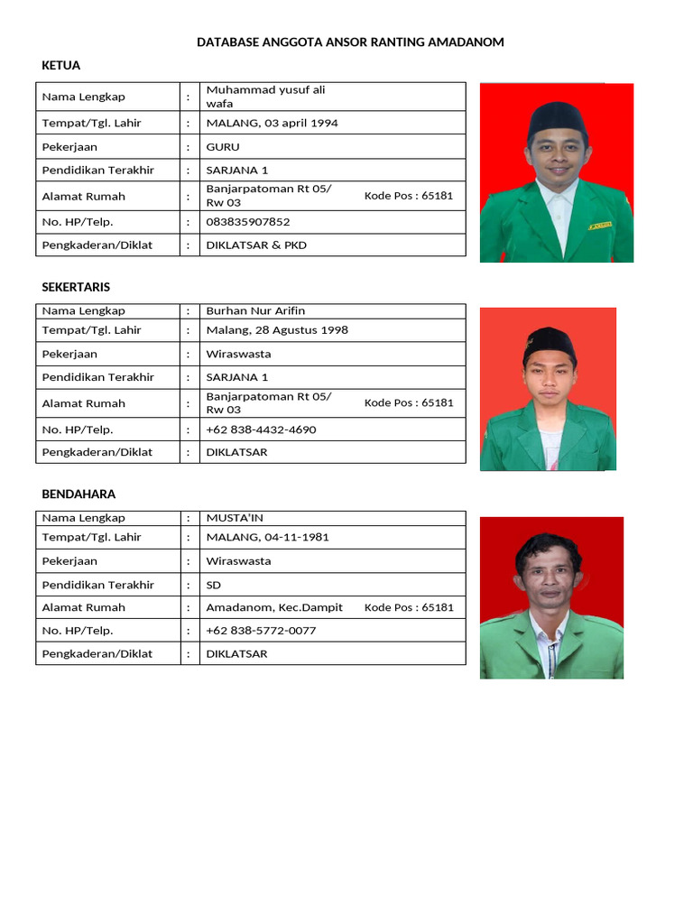 Form Biodata | PDF