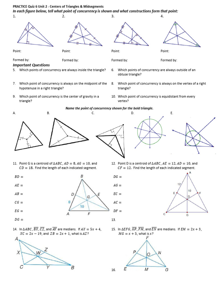 Exploring Centers and Segments of Triangles | PDF | Triangle | Geometry