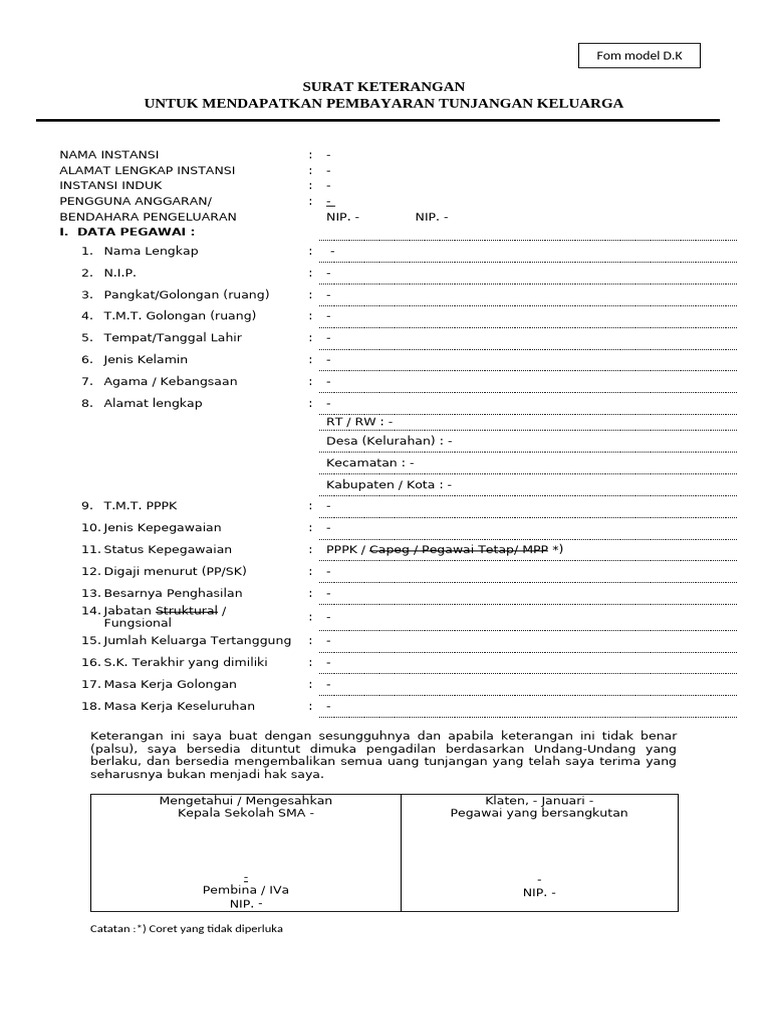 Suket Tunjangan Keluarga | PDF