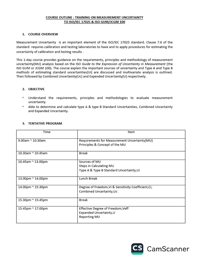 Measurement Uncertainty Training Course | PDF