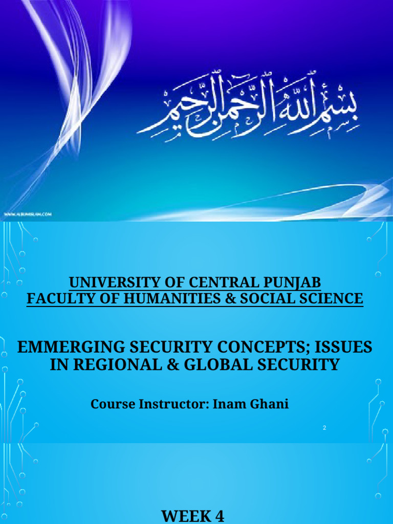 Week 4 National Security, National Security of Policy of Pakistan (NSP ...