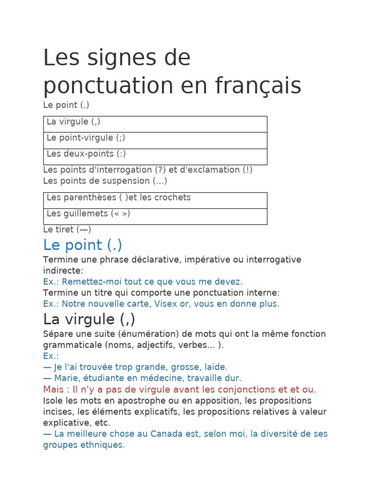 Signes de ponctuation en français | PDF | Clause | Phrase