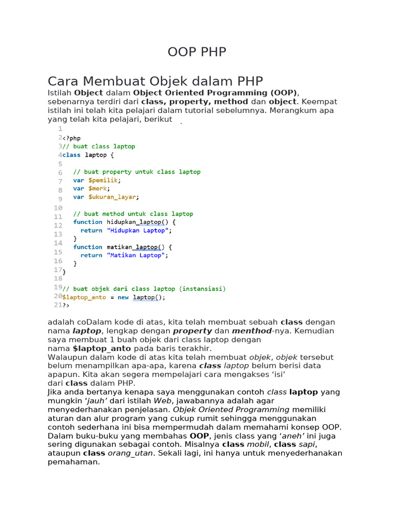 Membuat dan Mengakses Objek PHP | PDF