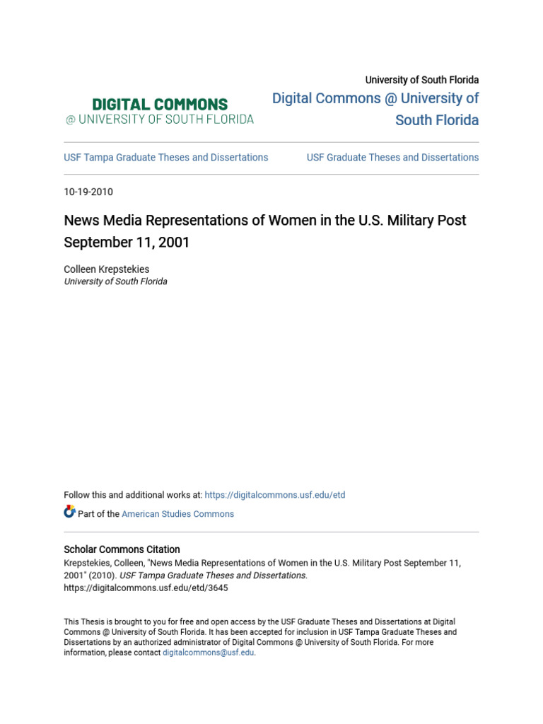 News Media Representations of Women in The U.S. Military Post Sep | PDF ...