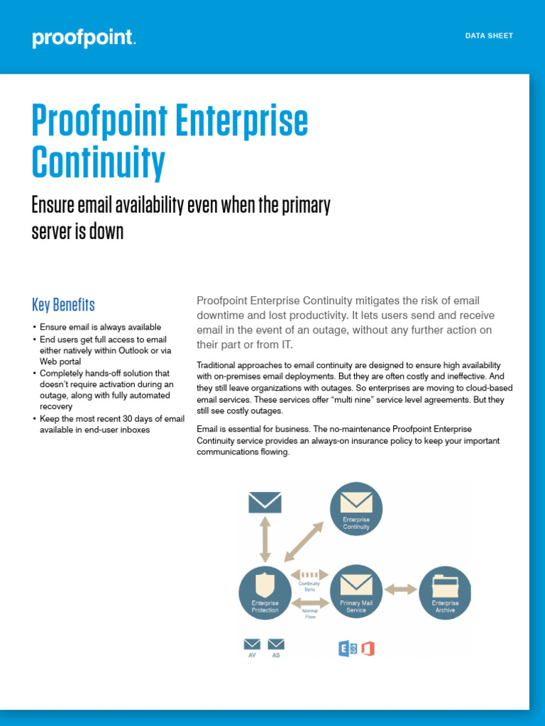Proofpoint Enterprise Continuity Data Sheet | PDF | Software | Information Age