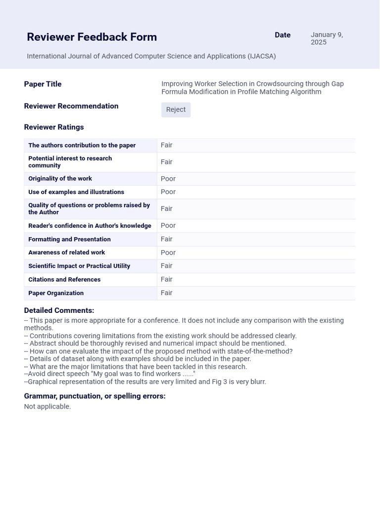 Reviewer Feedback Form - 1 | PDF
