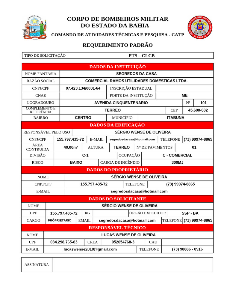 Requerimento Padrao CLCB 24 | PDF | Brasil